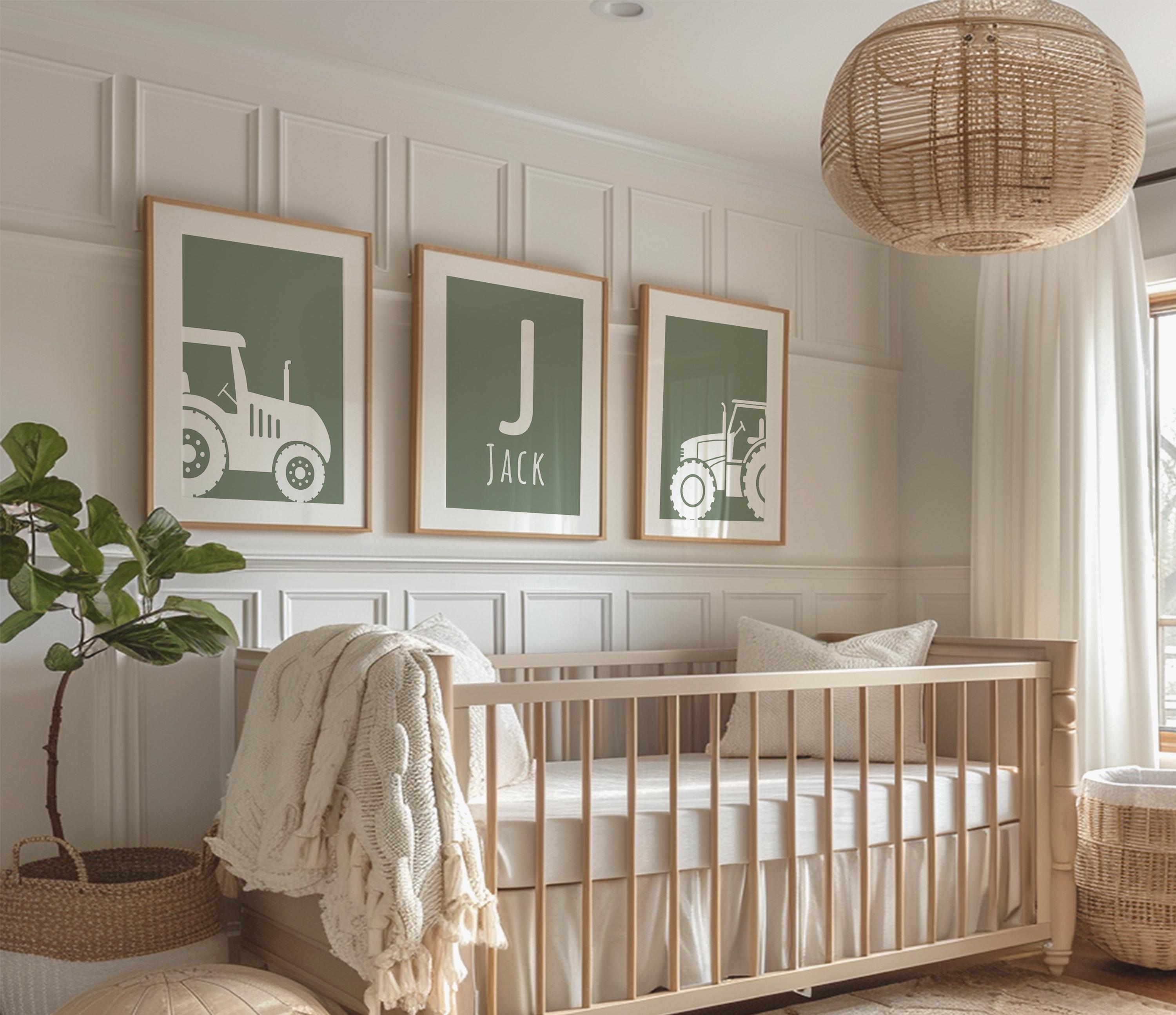 Personalized Tractors Nursery Wall Art, Farm Nursery Prints, Kids ...