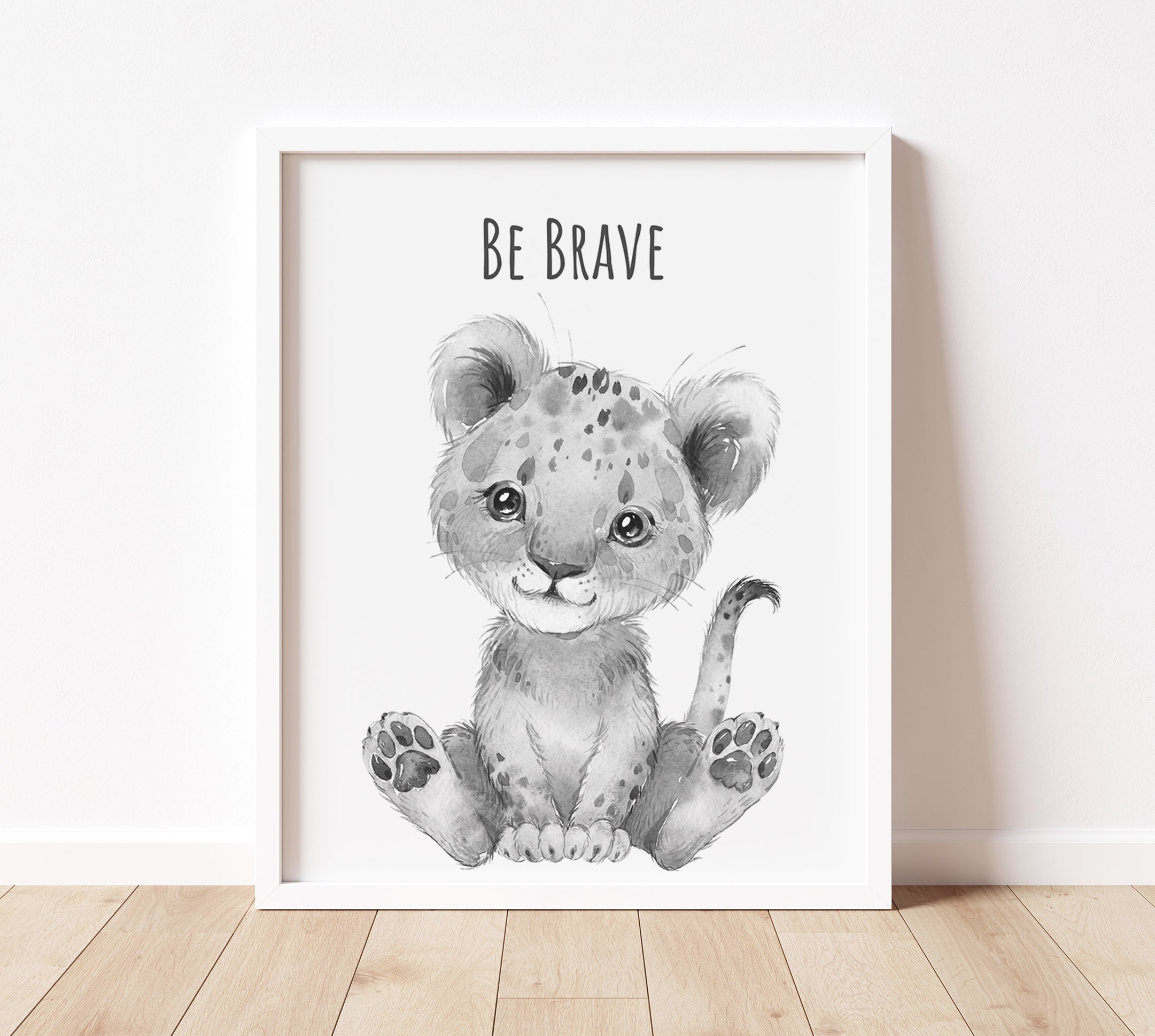2 Black and White Animal Nursery Prints Dream Big Be Brave | Etsy