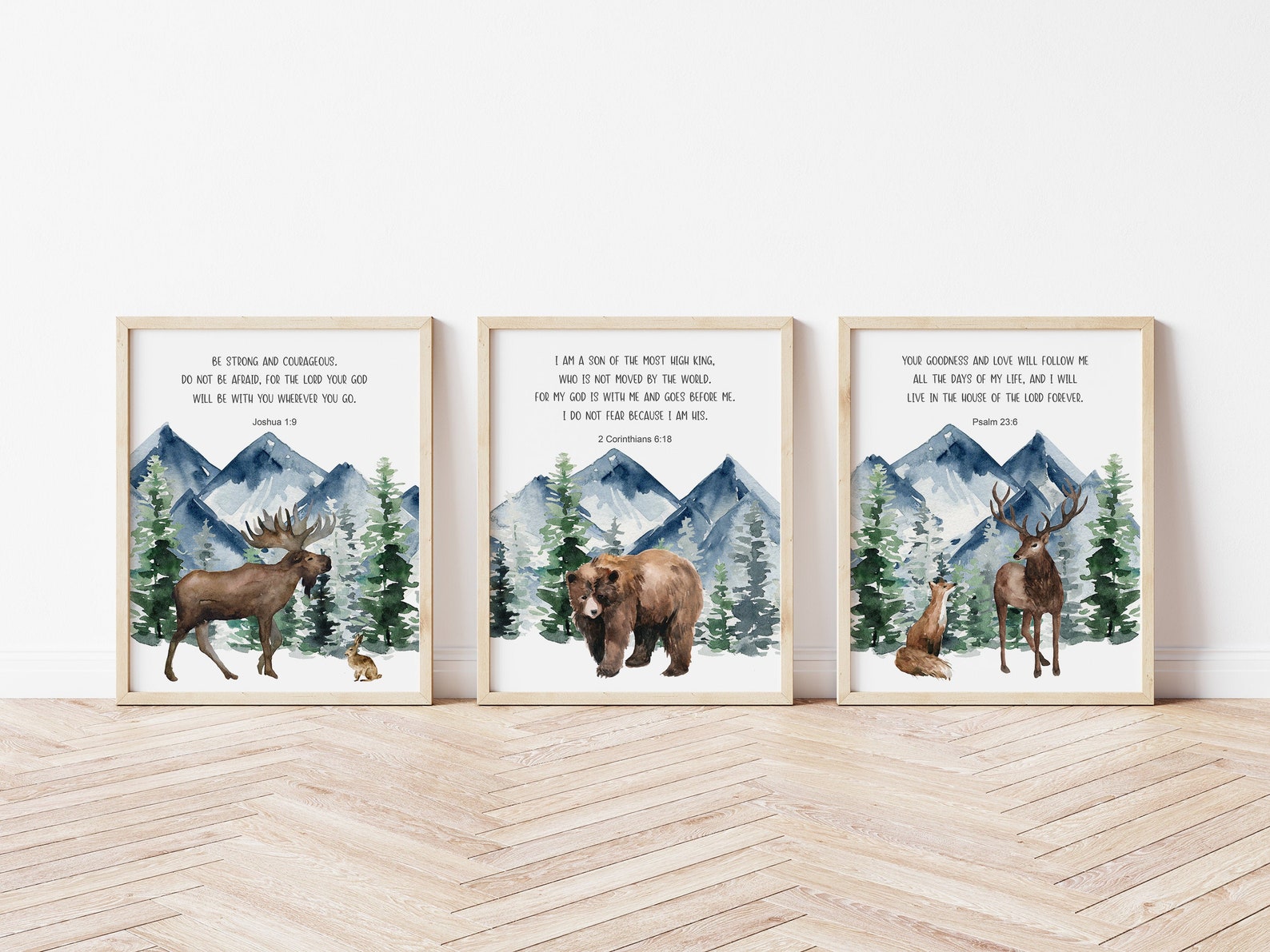 Nursery Bible Verses, Kid's Bible Verses Woodland Animal Prints ...