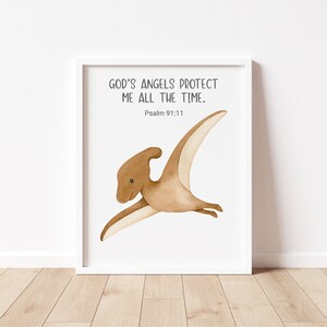 Set of 6 Dinosaur Prints, Kid's Bible Verse Prints, Neutral Nursery ...