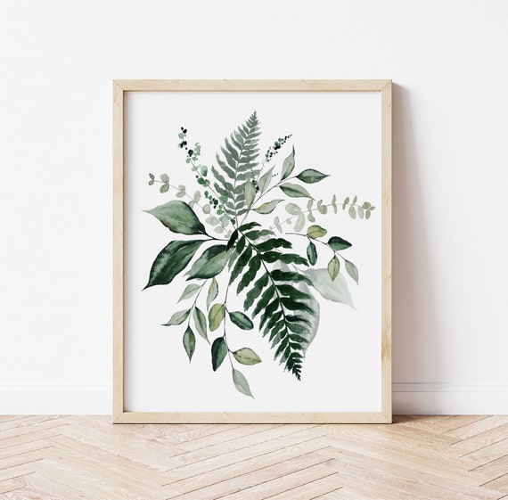 Watercolor Foliage Print Botanical Print Greenery Art Plant | Etsy