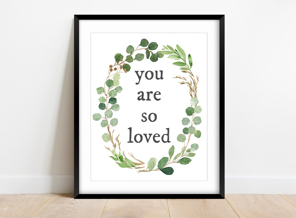 You Are so Loved Nursery Print Eucalyptus Baby Girl Nursery | Etsy