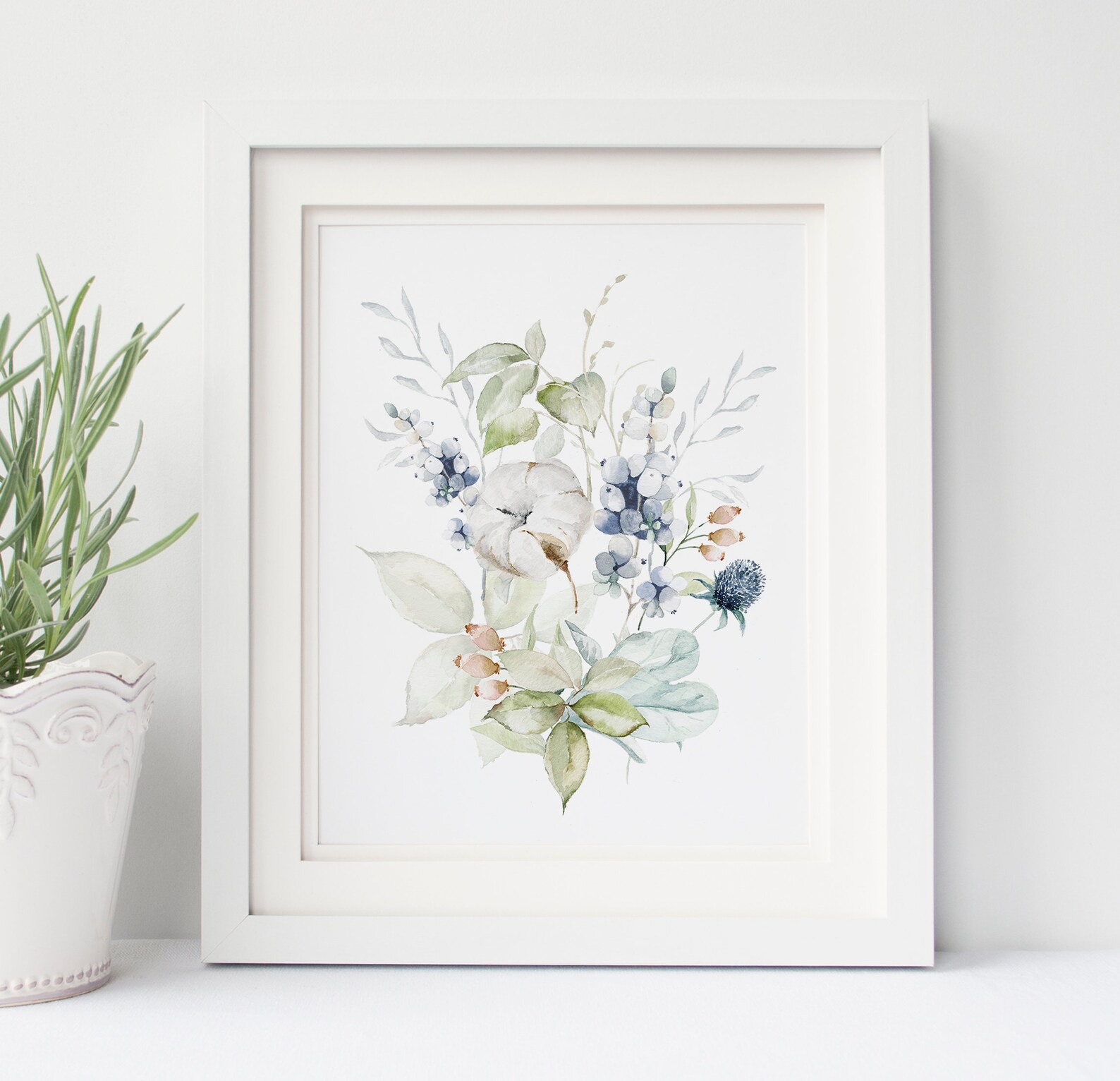 Set of 3 Blue Wildflower Bouquets Watercolor Floral Wall Art - Etsy