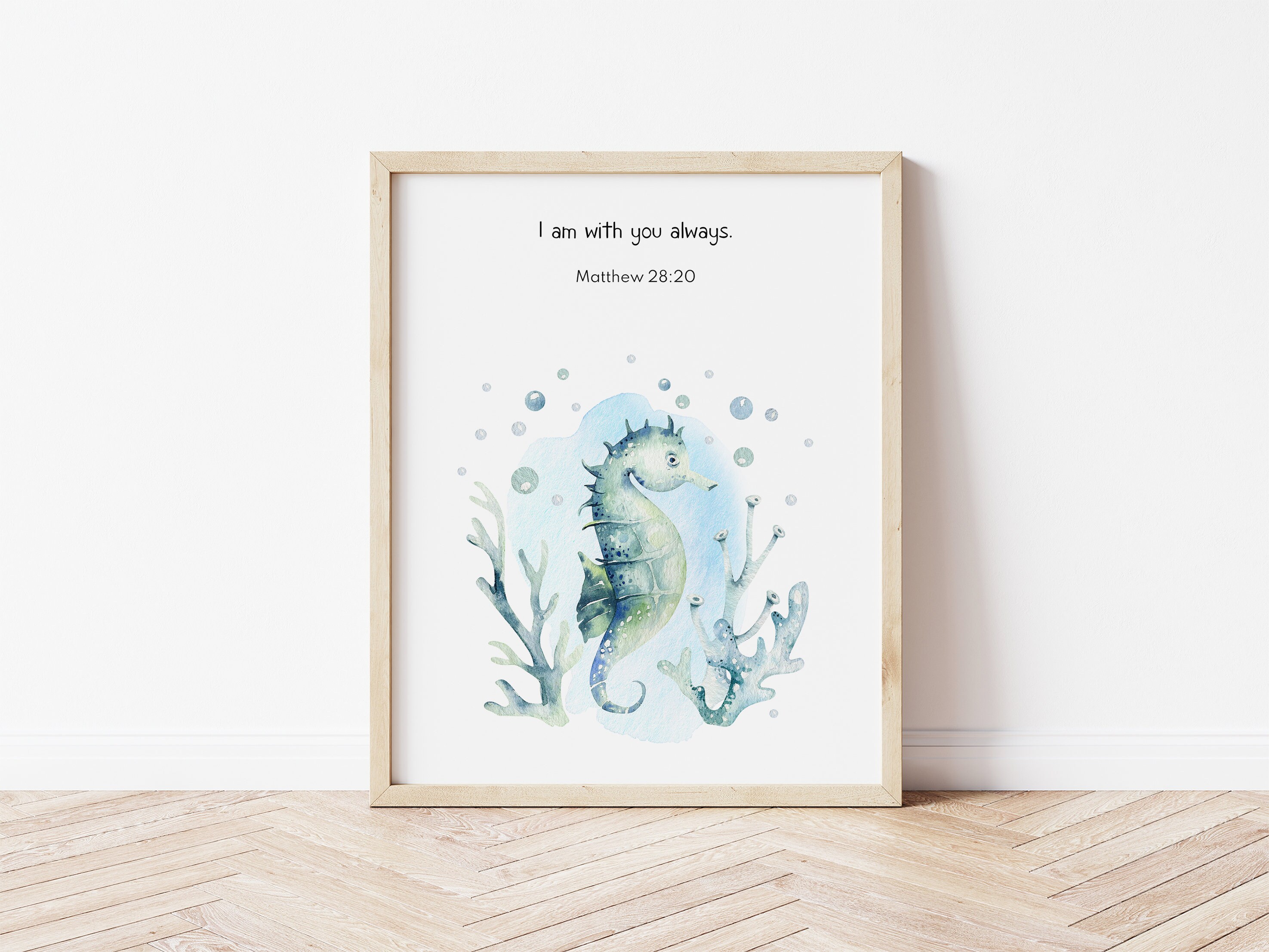 Set of 4 Kid's Bible Verse Prints, Under the Sea Prints, Christian Wall ...