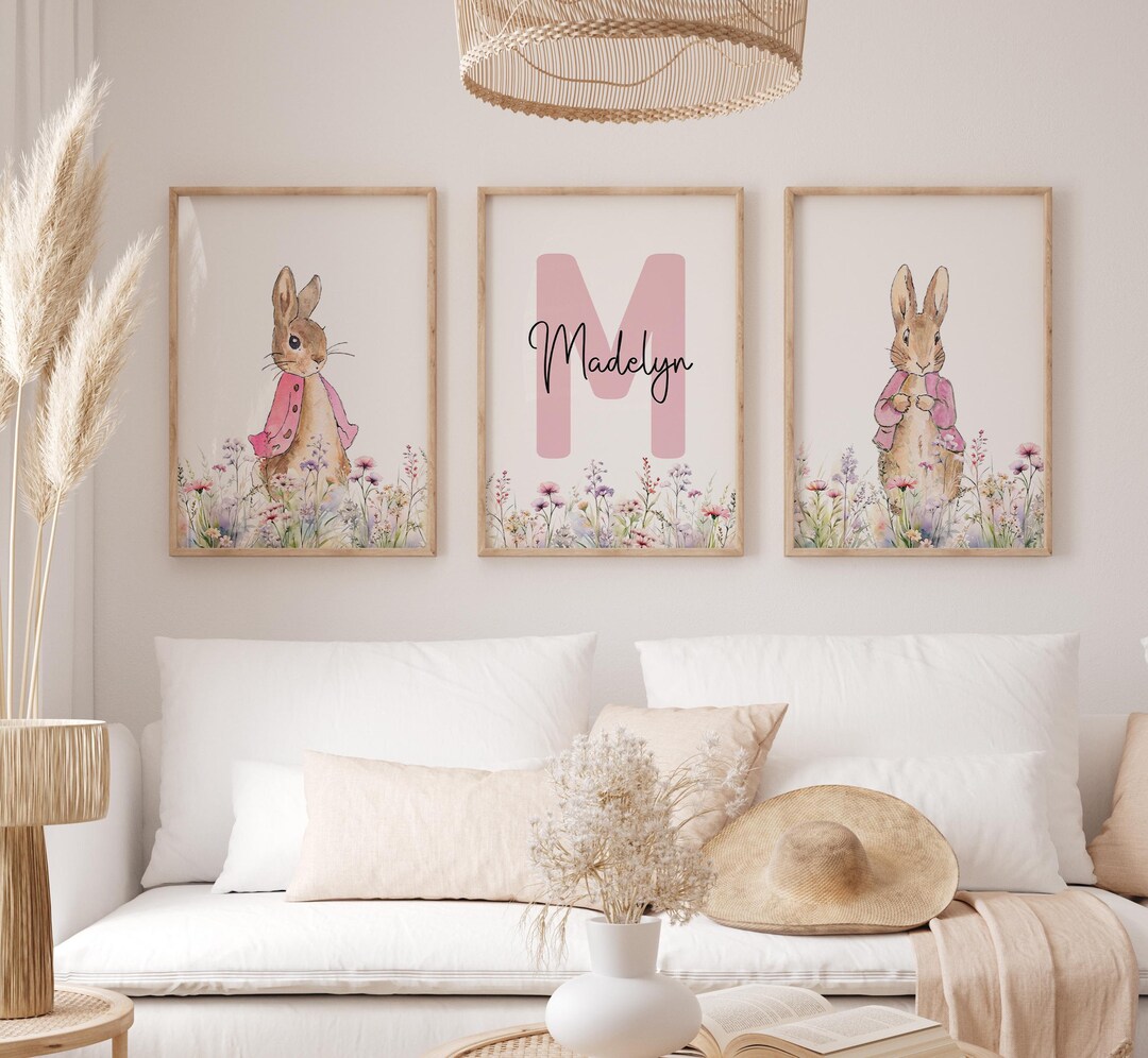 Peter Rabbit Prints, Flopsy Rabbit, Girl Nursery Prints, Nursery Wall ...