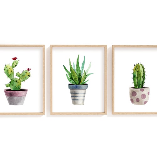 Watercolor Cactus Prints Succulent Wall Art Plant Poster - Etsy