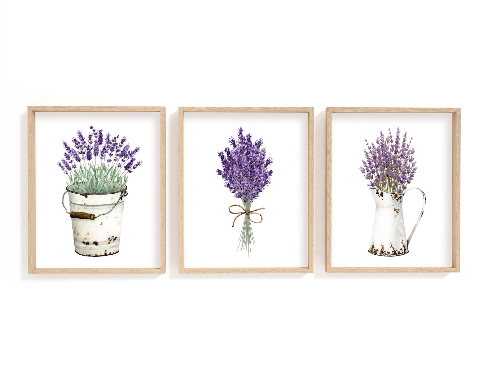 Lavender Prints, Watercolor Lavender Wall Art, Rustic Farmhouse Decor ...