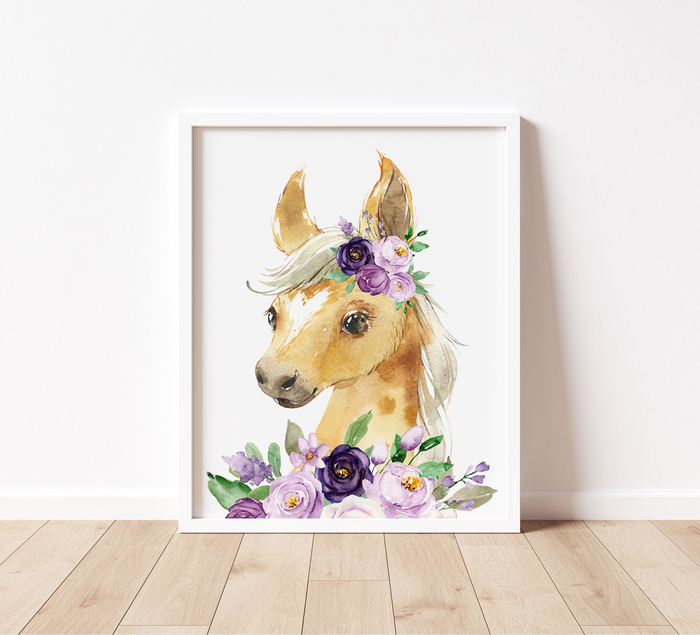 Purple Floral Farm Animal Prints Nursery Wall Decor - Etsy