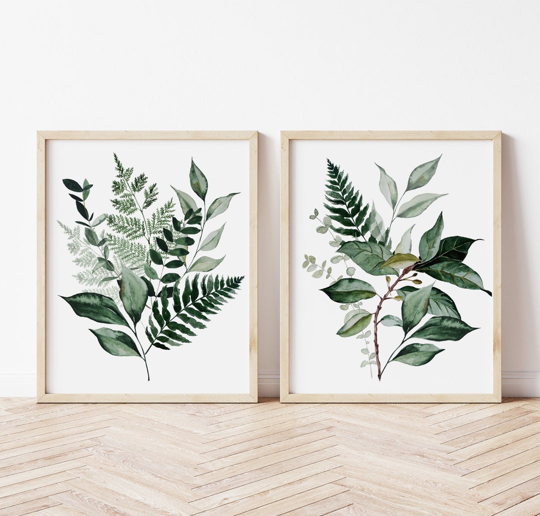 2 Watercolor Foliage Prints, Botanical Prints, Greenery Art, Plant ...