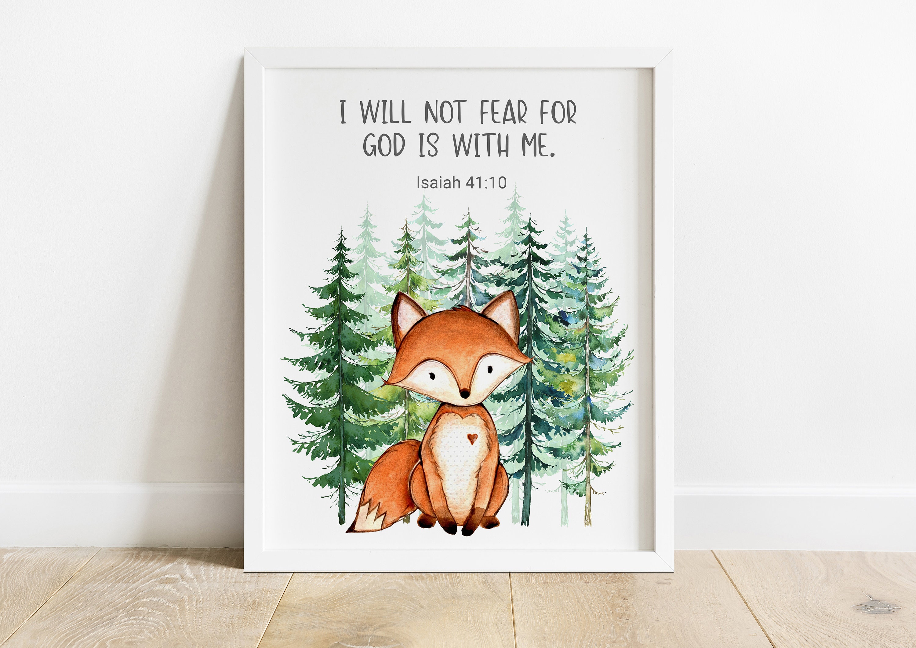 Kid's Bible Verses, Nursery Woodland Animal Prints, Nursery Wall Decor ...