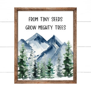 From Tiny Seeds Grow Mighty Trees Nursery Wall Art, Adventure Awaits ...