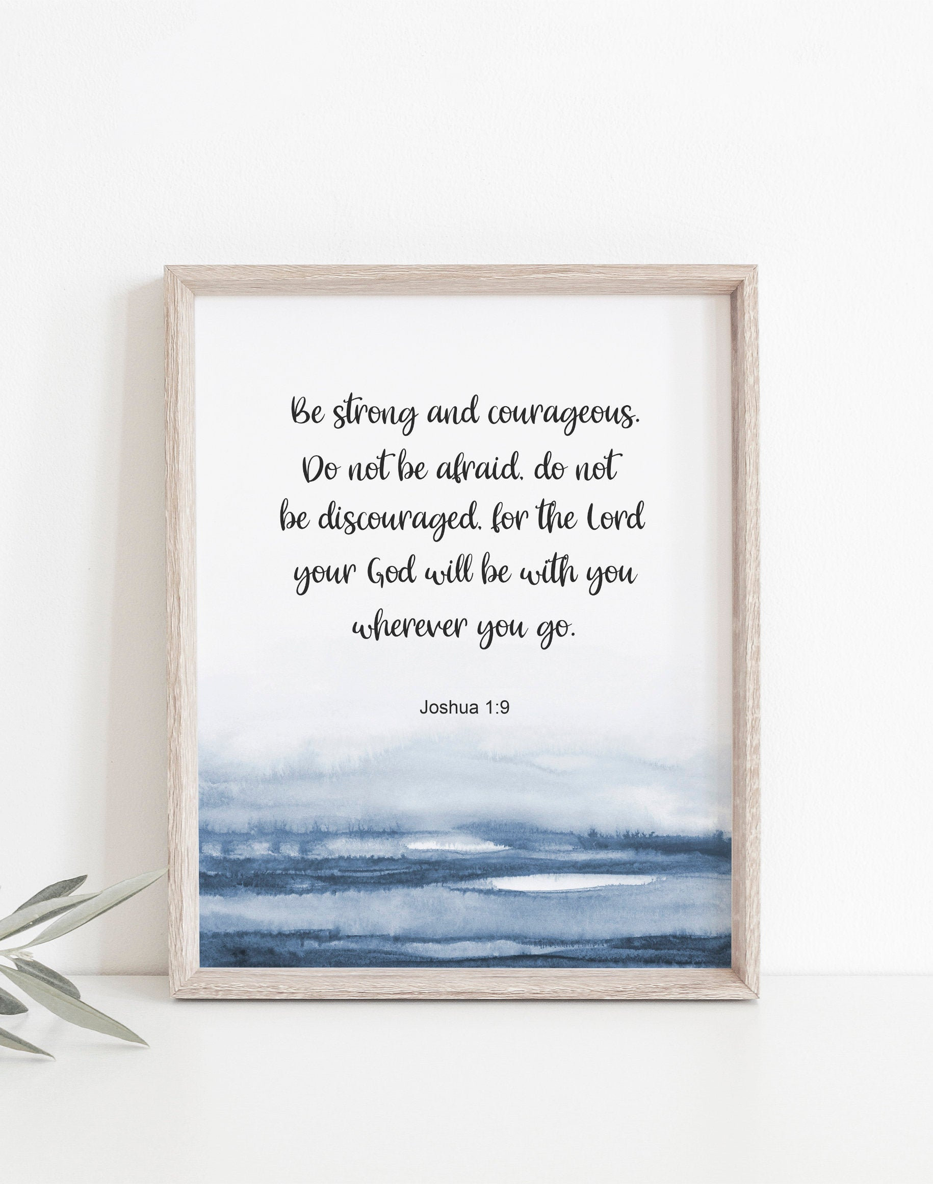 Wall Decor Home & Living Bible verse wall poster Be strong and ...