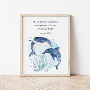 Set of 4 Kid's Bible Verse Prints, Under the Sea Prints, Christian Wall ...
