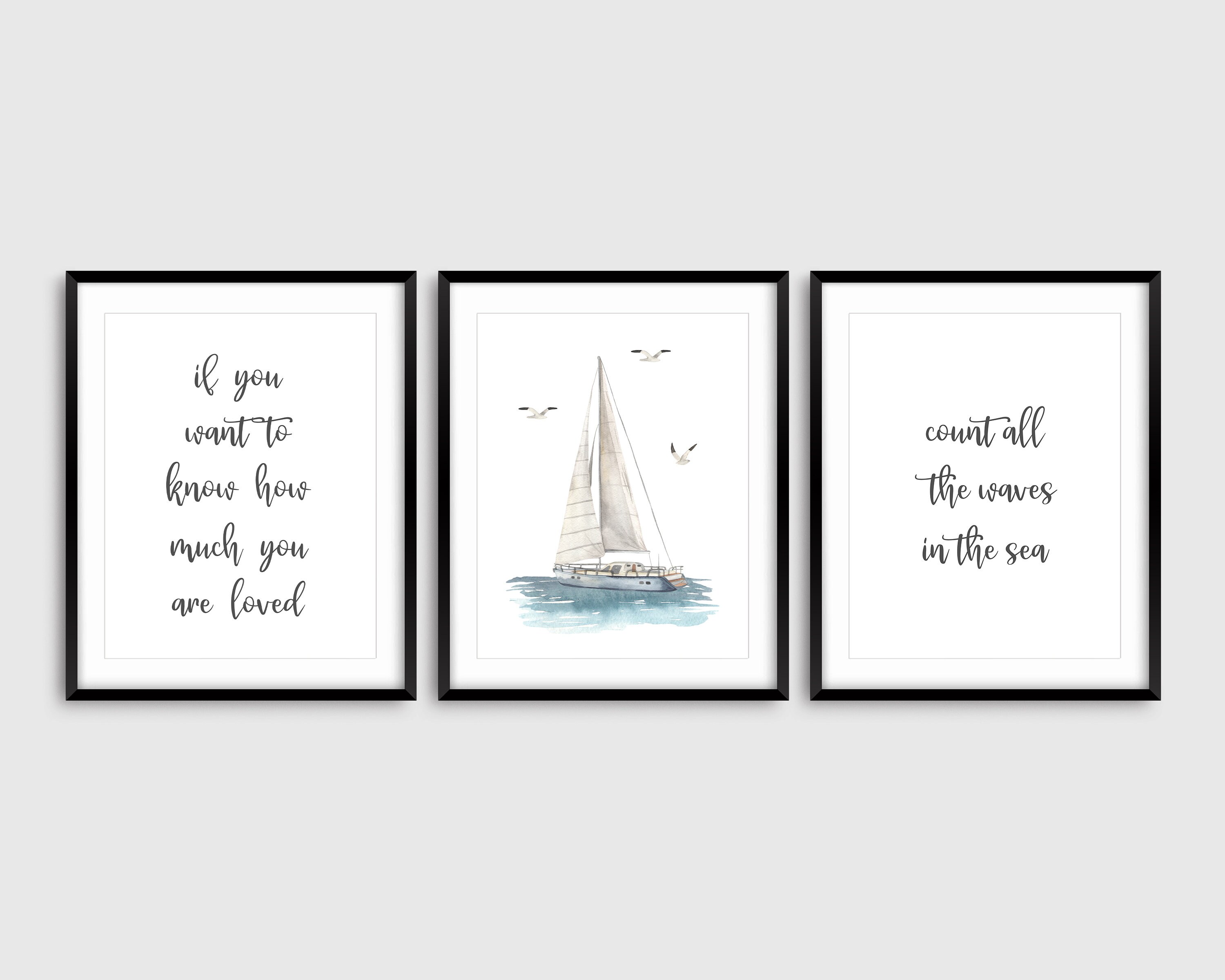 Count All the Waves in the Sea Prints, Sailboat, Nautical Nursery Decor ...