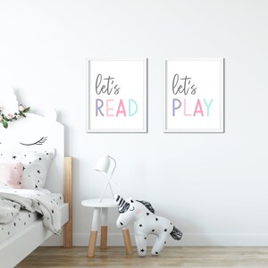 Let's Play Let's Read Prints Girl Playroom Wall Art - Etsy