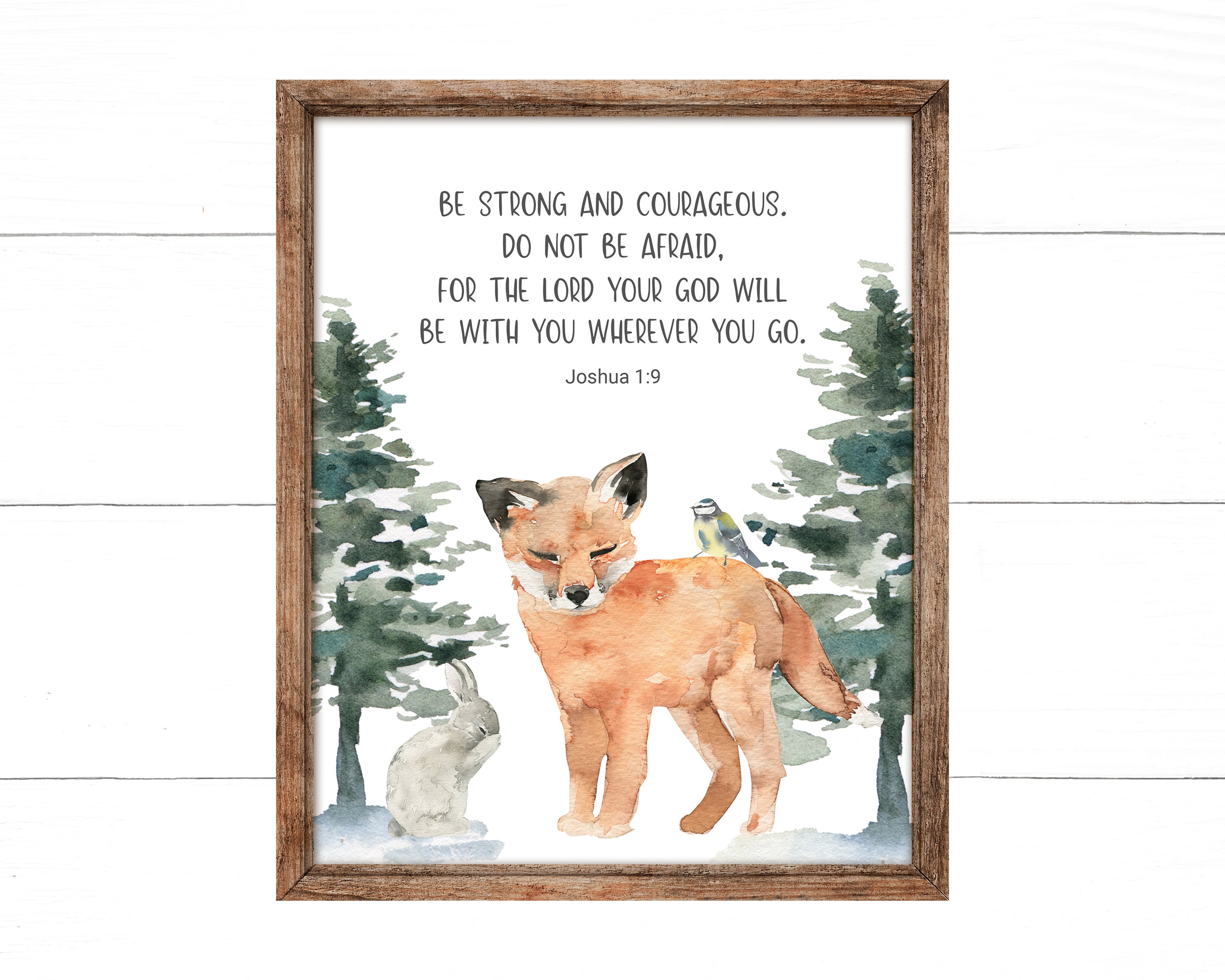 Nursery Bible Verse Print, Woodland Nursery Prints, Christian Gift, Fox ...
