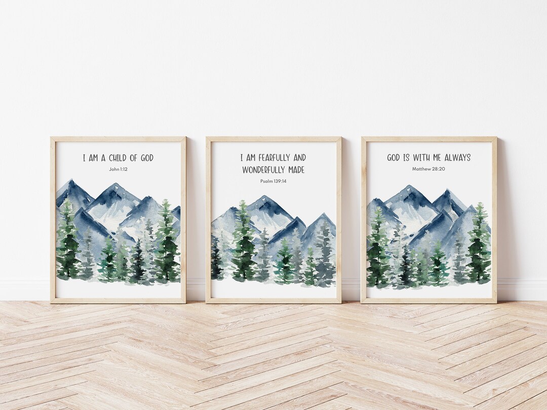 Kid's Bible Verses, Nursery Woodland Prints, Wildlife Prints, Forest ...