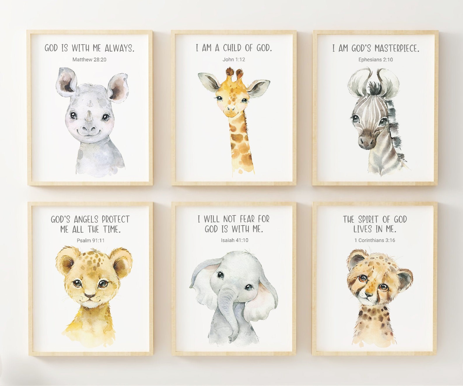 Kid's Bible Verse Prints Safari Animal Prints Christian | Etsy