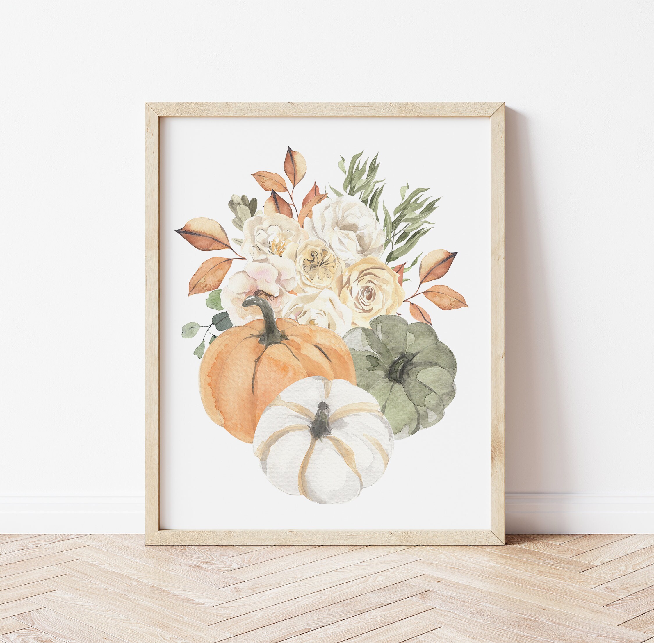 Watercolor Floral Pumpkin Prints Fall Harvest Pumpkin Print - Etsy