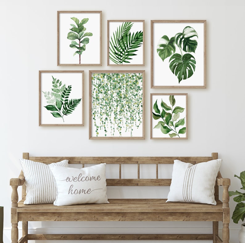 Set of 6 Botanical Print Set, Plant Posters, Greenery Prints, Leaf ...