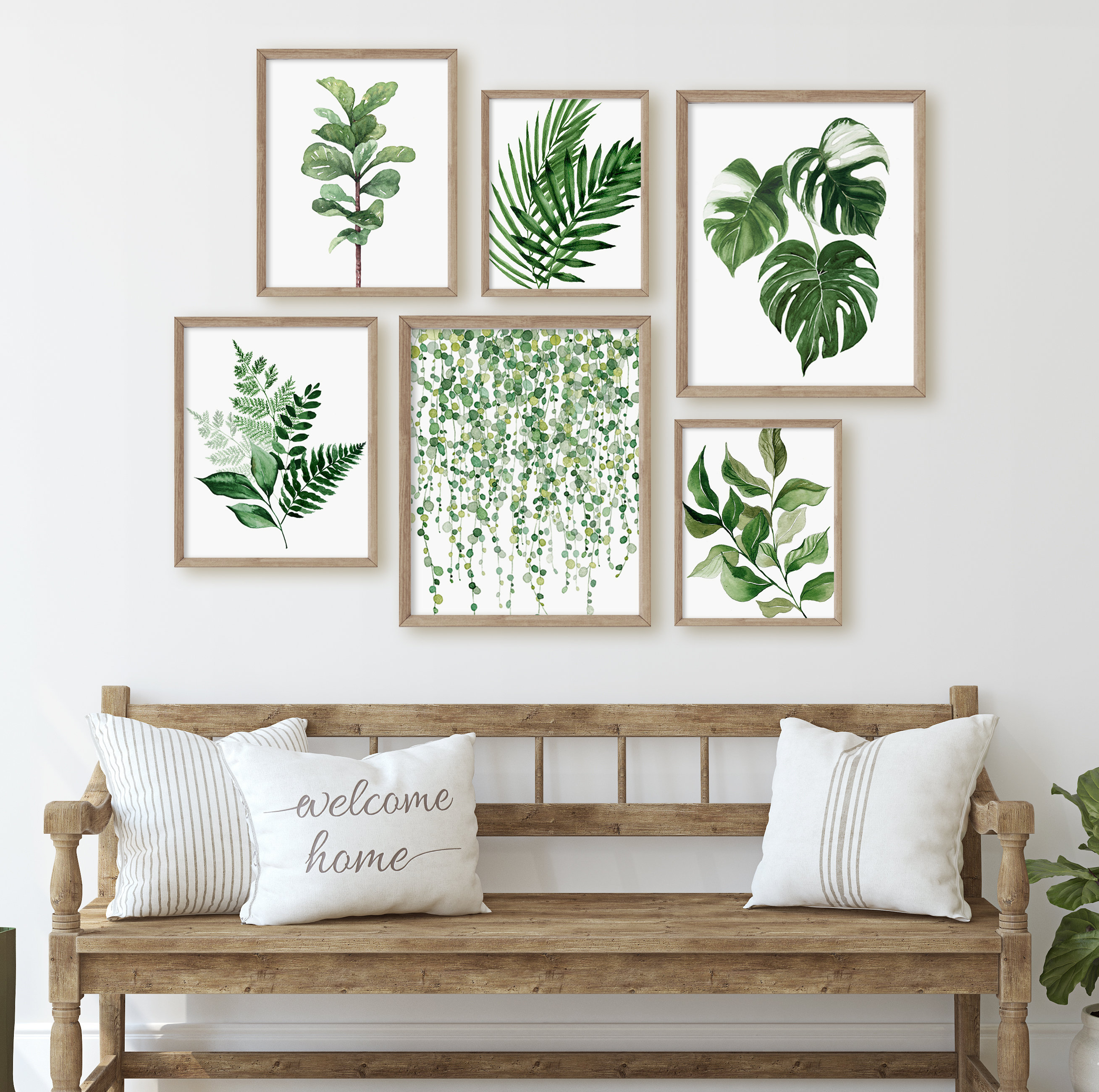 Set of 6 Botanical Print Set, Plant Posters, Greenery Prints, Leaf ...