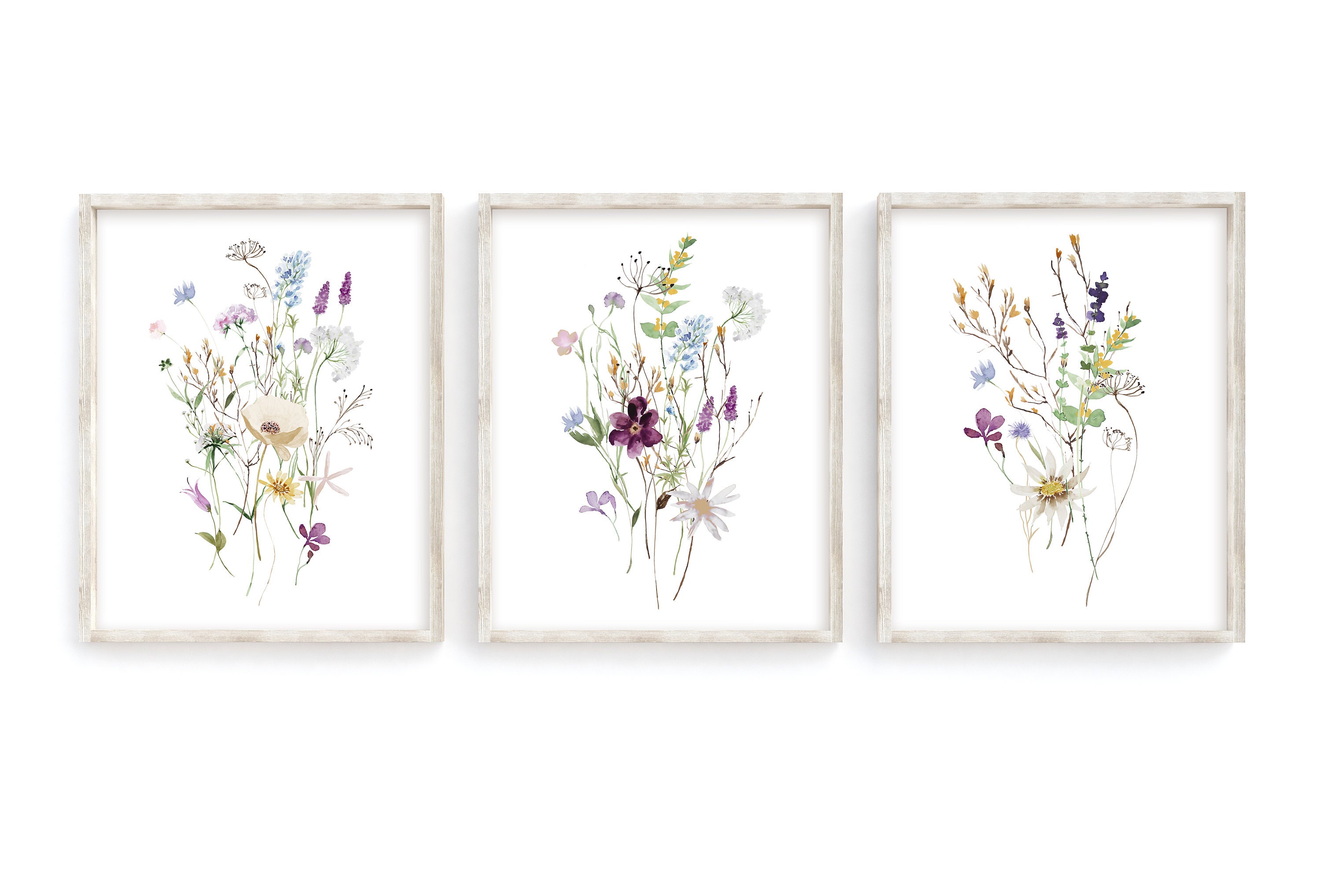 Wildflower Prints Prairie Field Flowers Watercolor Flowers - Etsy