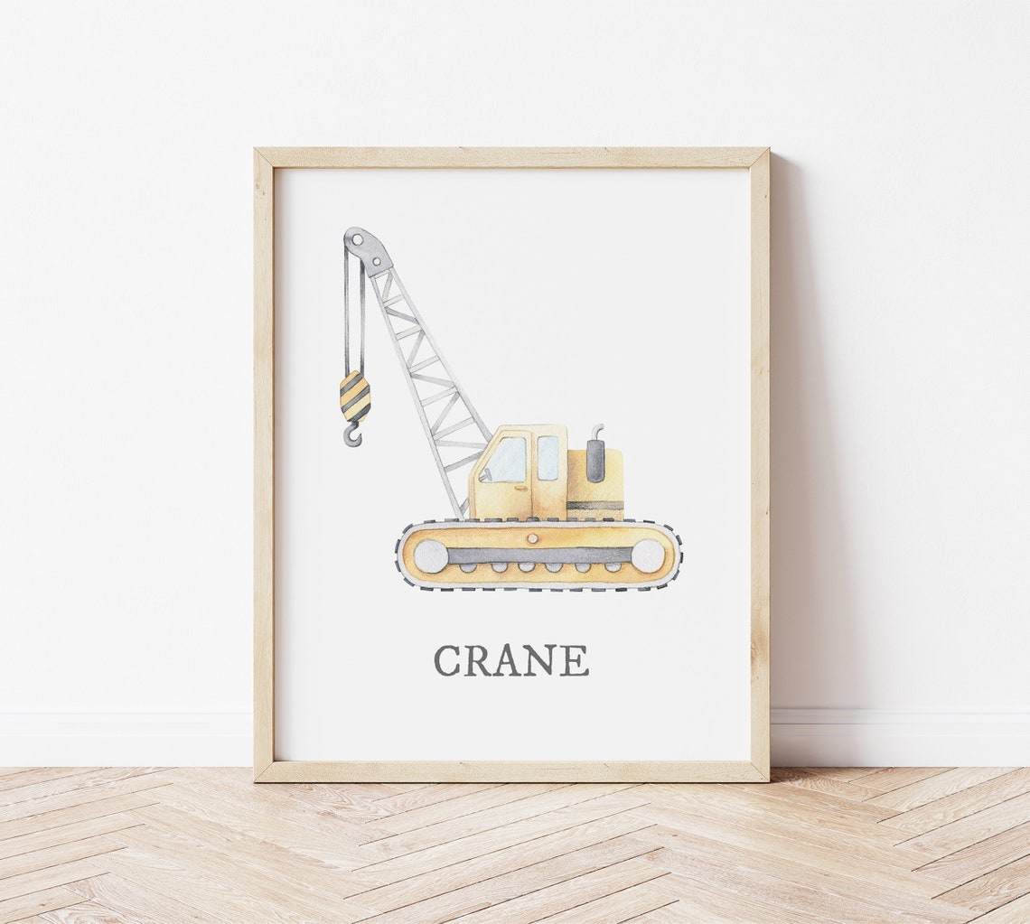 Set of 6 Construction Prints Construction Vehicle Wall Art | Etsy