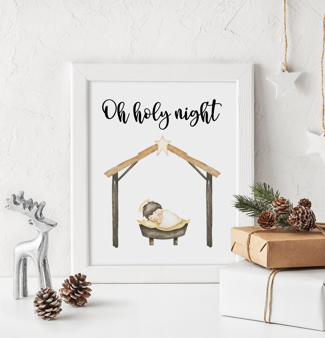 Christmas Prints Oh Holy Night Baby Jesus Wall Print - Etsy