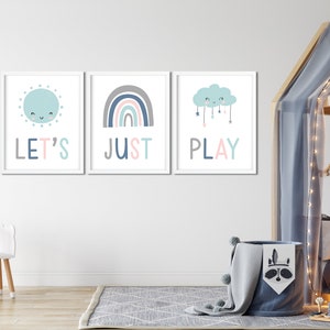 Let's Just Play Prints, Rainbow Print, Girl Boy Playroom Wall Art ...