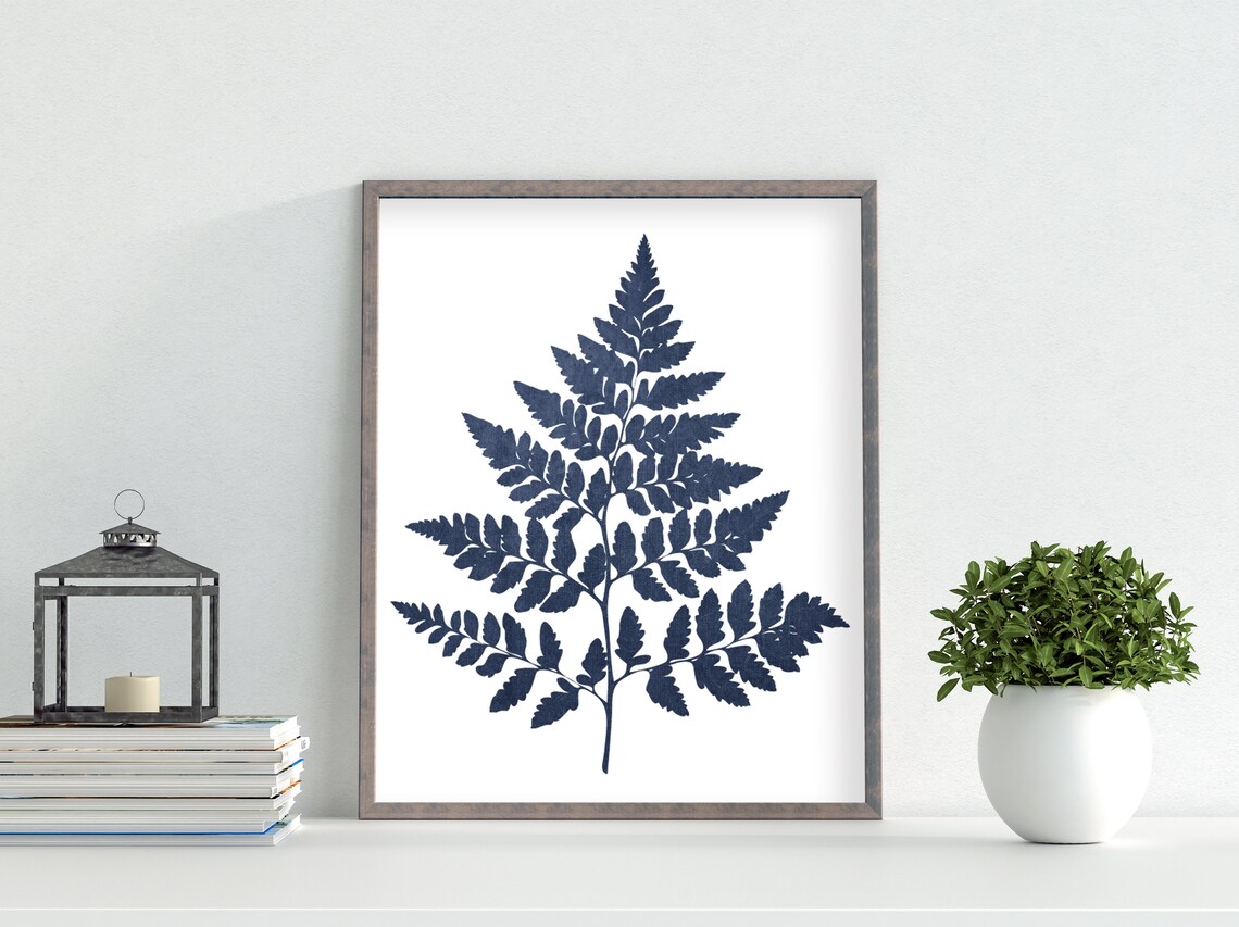 Set of 3 Fern Leaf Prints Navy Blue Leaf Prints Botanic Wall - Etsy