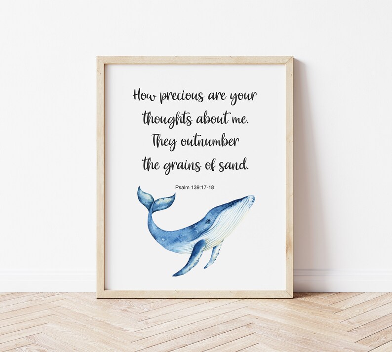 3 Kid's Bible Verses Nautical Nursery Prints How precious | Etsy
