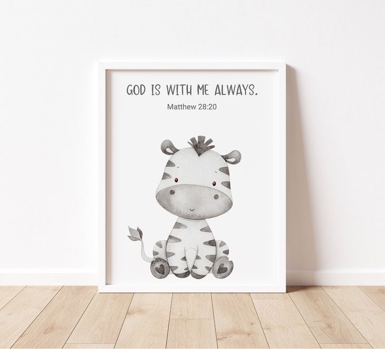 Set of 6 Safari Animal Prints Kid's Bible Verse Prints | Etsy