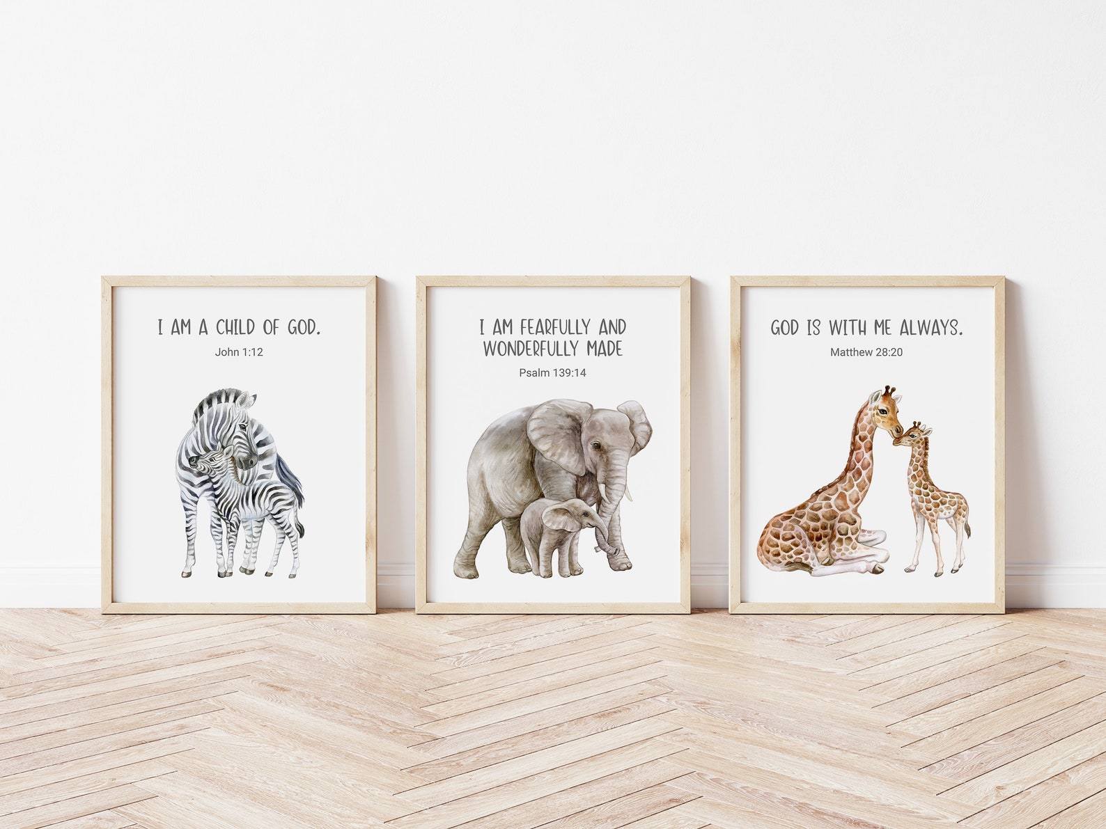 Kid's Bible Verses Nursery Safari Animal Prints Wildlife - Etsy