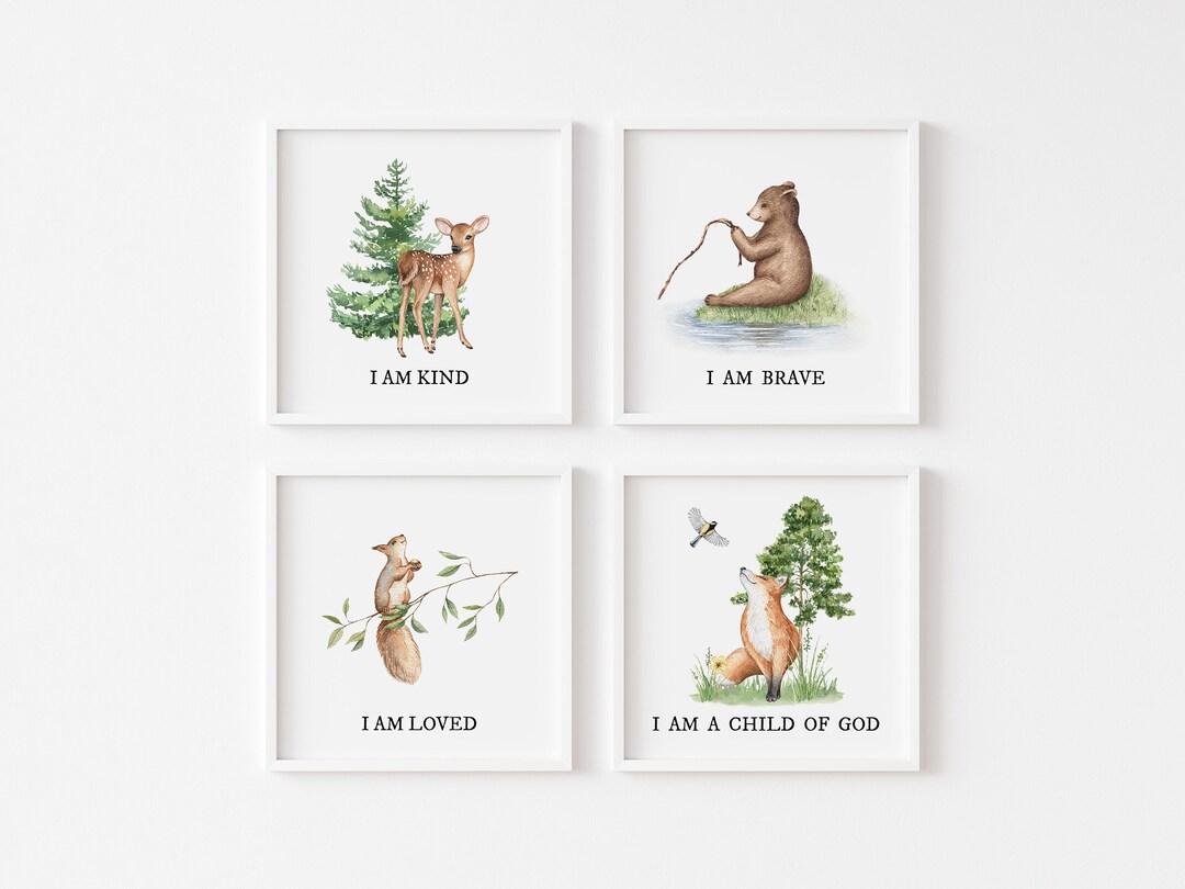 Positive Affirmation Nursery Prints Woodland Nursery Decor - Etsy