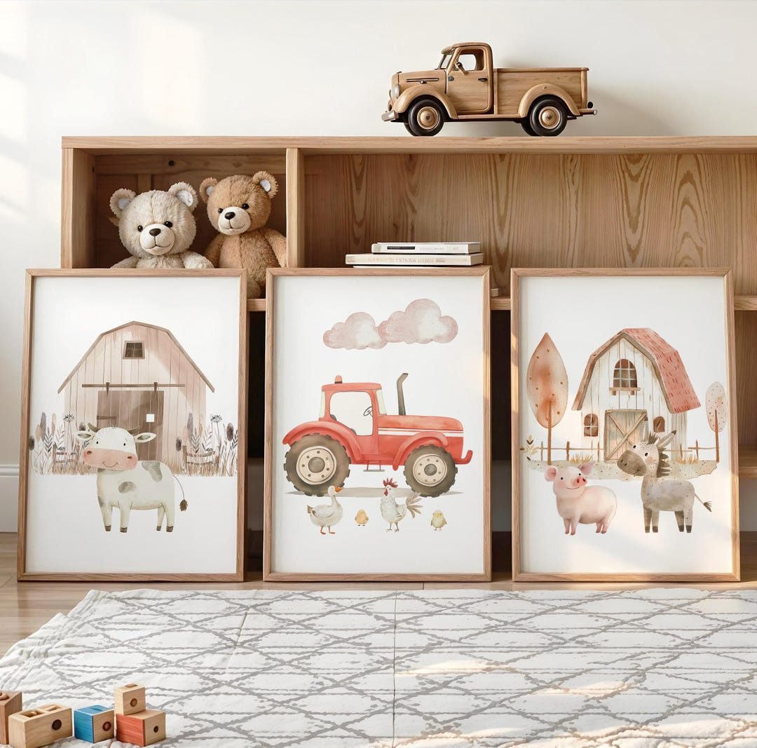 Farm Nursery Prints, Farm Animals, Rustic Barnyard Wall Decor ...
