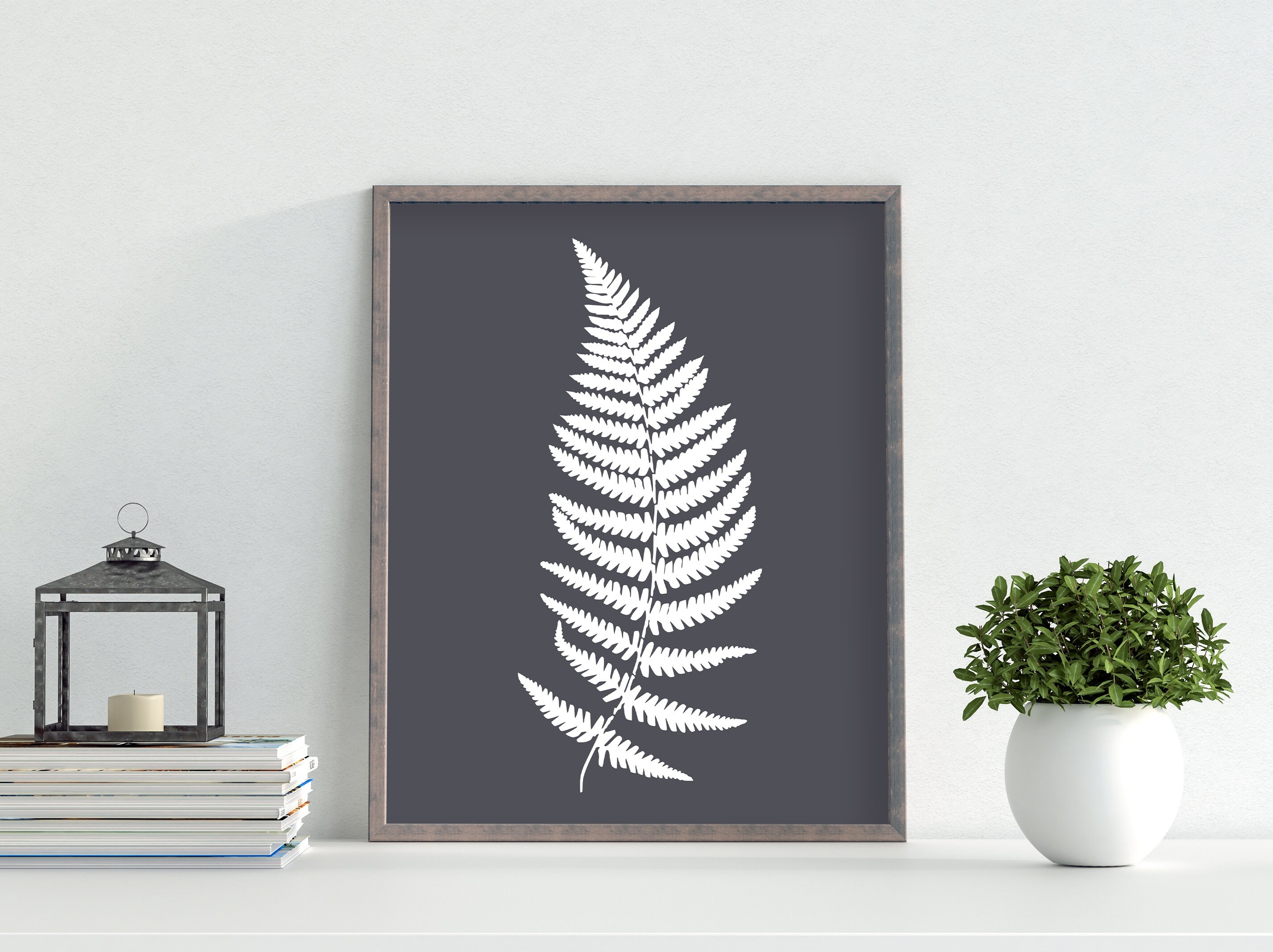 Set of 3 Fern Leaf Prints Modern Botanical Prints Gray Wall | Etsy