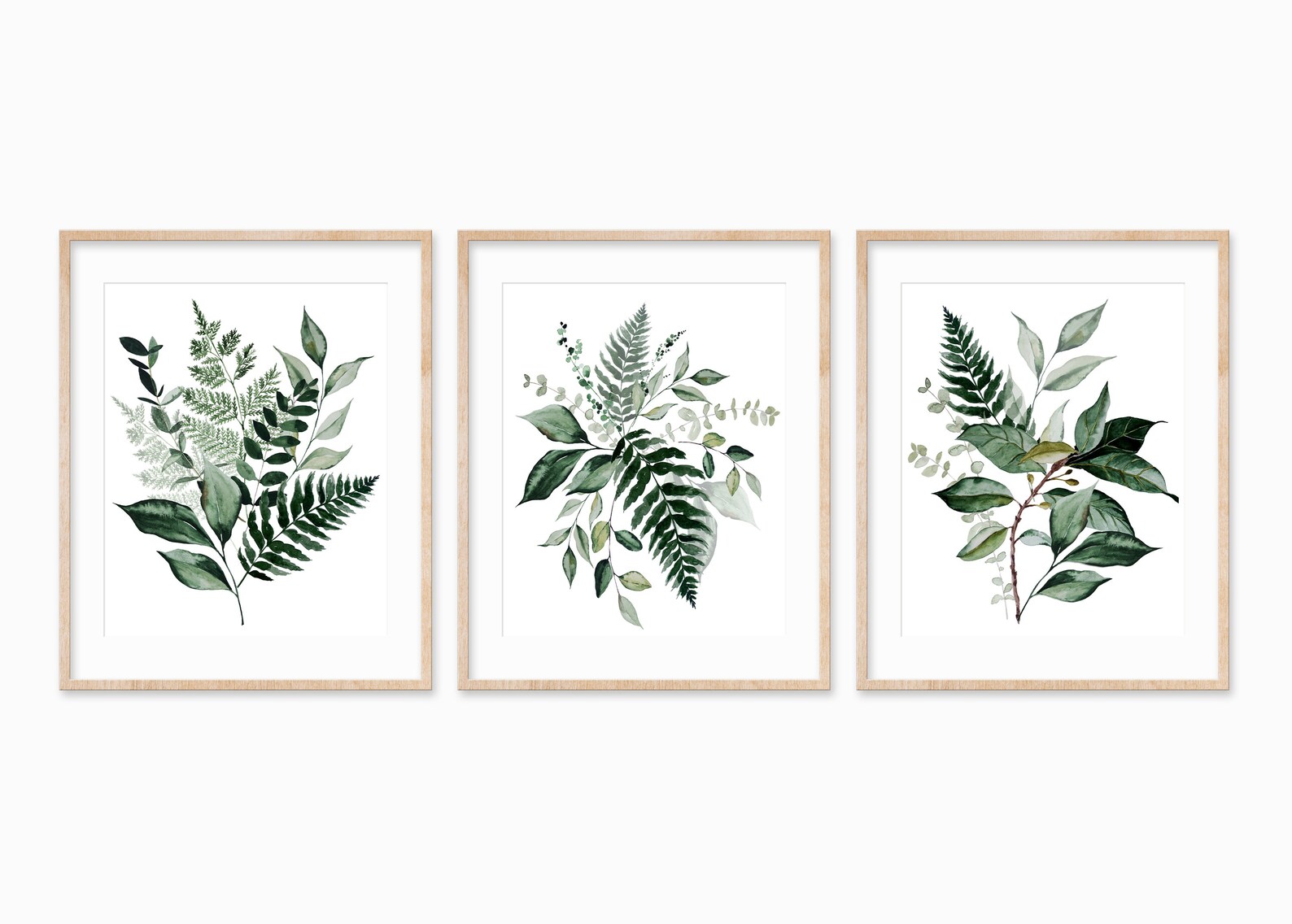 3 Watercolor Foliage Prints Botanical Prints Greenery Art - Etsy