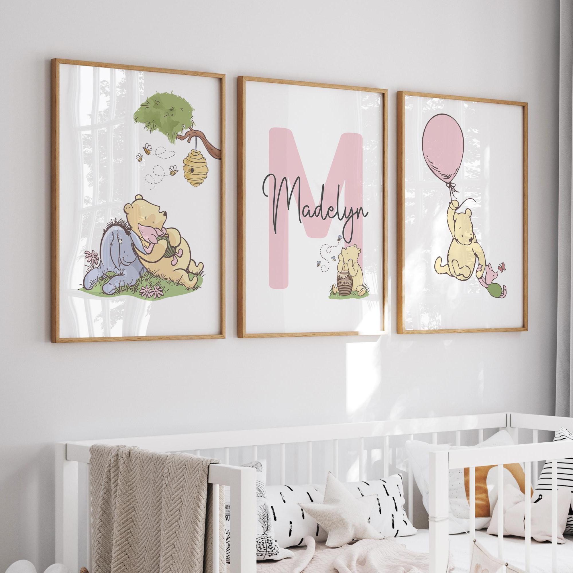 Set of 3 Classic Winnie the Pooh Personalized Nursery Wall Art, Vintage ...