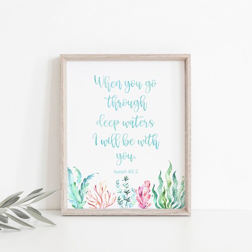 Kid's Bible Verse Nautical Nursery Print When You Go - Etsy