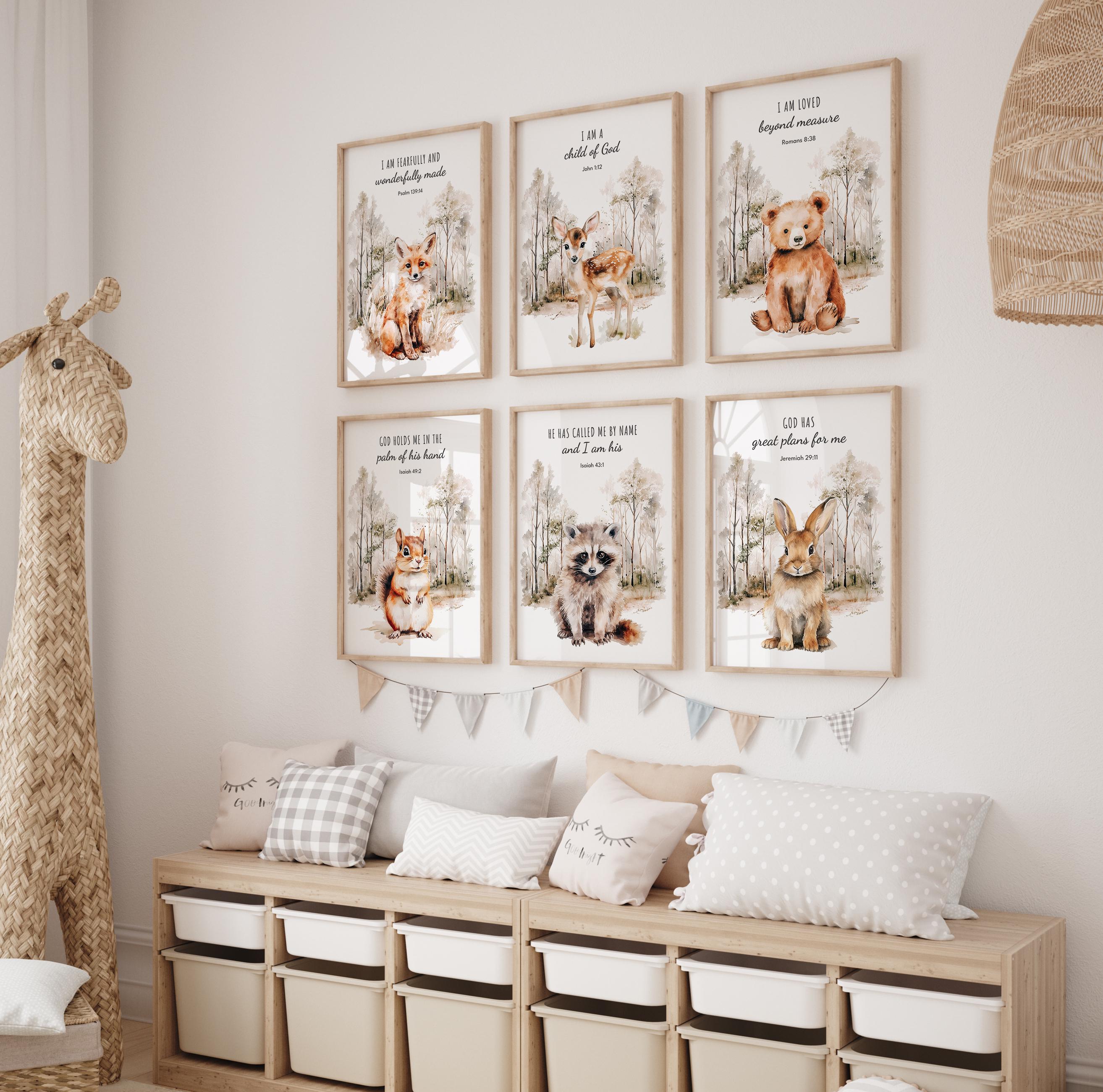 Woodland Bible Verse Wall Art, Christian Nursery Bible Print, Forest ...
