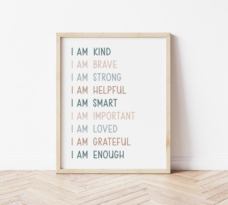 Positive Affirmations for Kids, I Am Kind Smart Loved, Inspirational ...