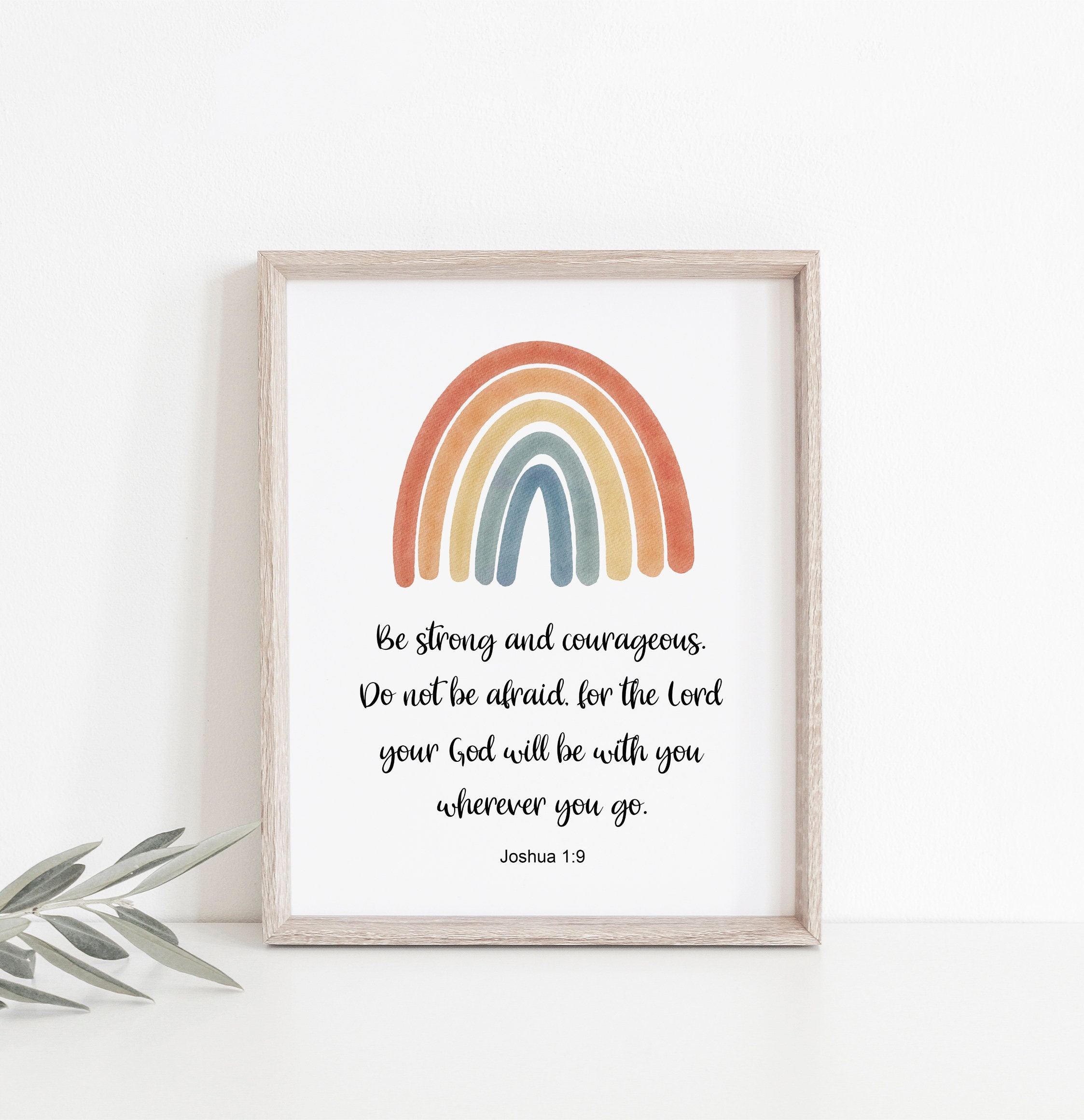 Bible Verse Rainbow Baby Nursery Prints Joshua 1:9 Nursery | Etsy