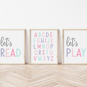 Let's Play Let's Read Prints, Alphabet Print, Homeschool, Girl Toddler ...
