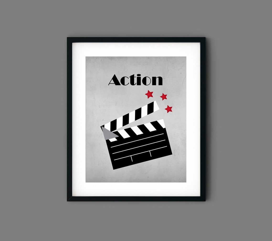 Movie Theater Decor, Printable Wall Art, Home Theater Wall Decor, Movie ...