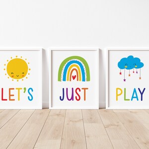 Let's Just Play Prints, Rainbow Print, Boy Girl Playroom Wall Art ...