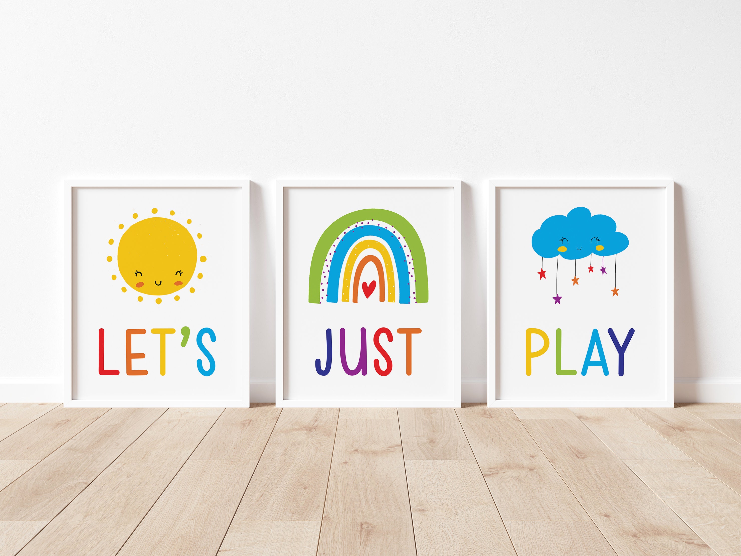 Let's Just Play Prints, Rainbow Print, Boy Girl Playroom Wall Art ...