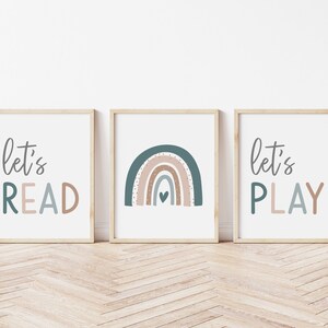 Let's Play Let's Read Prints, Rainbow Print, Boy Playroom Wall Art ...