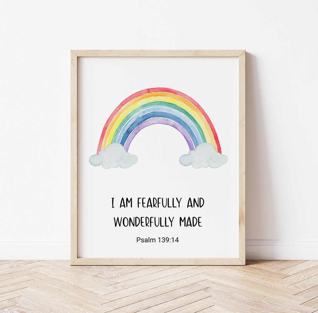 Bible Verse Rainbow Baby Nursery Prints, Baby Nursery Wall Art ...