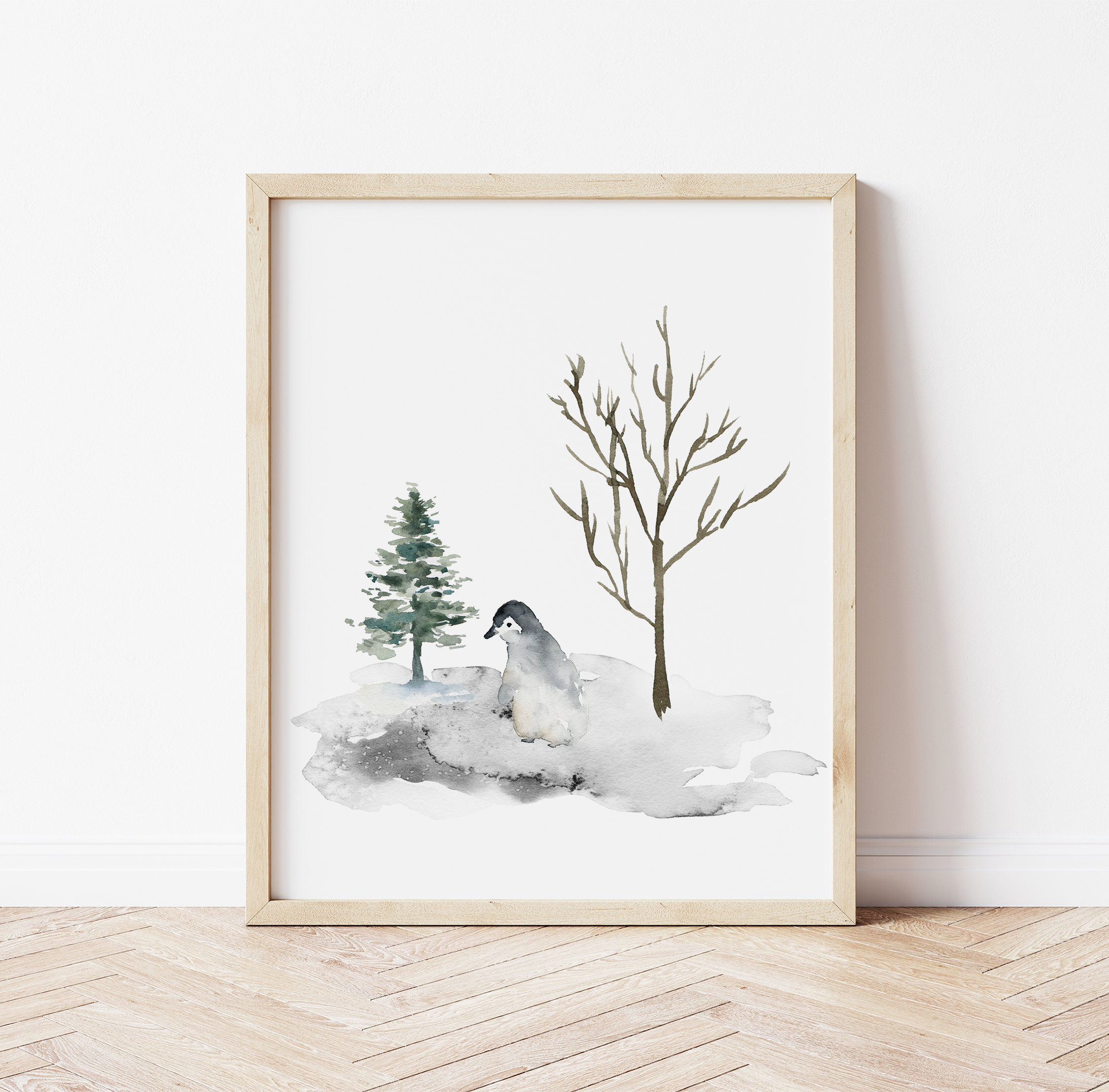 Winter Scenery Print Minimalist Watercolor Art Prints Winter | Etsy