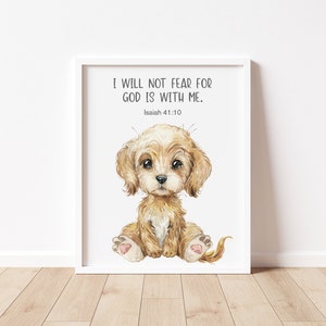 Kid's Bible Verses, Nursery Puppy Prints, Animal Prints, Nursery Wall ...